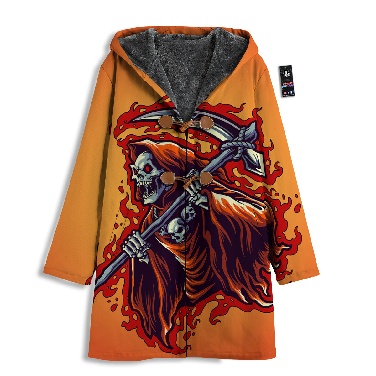 Grim Reaper And Fire Print Men's Windbreaker Jacket