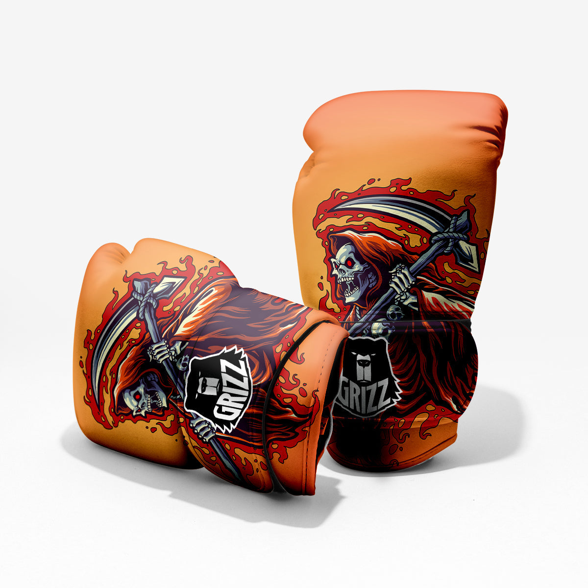 Grim Reaper And Fire Print Pro Boxing Glove