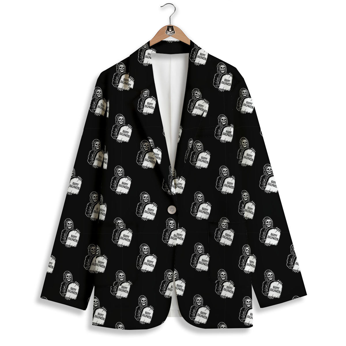 Grim Reaper Halloween Print Pattern Women's Blazer