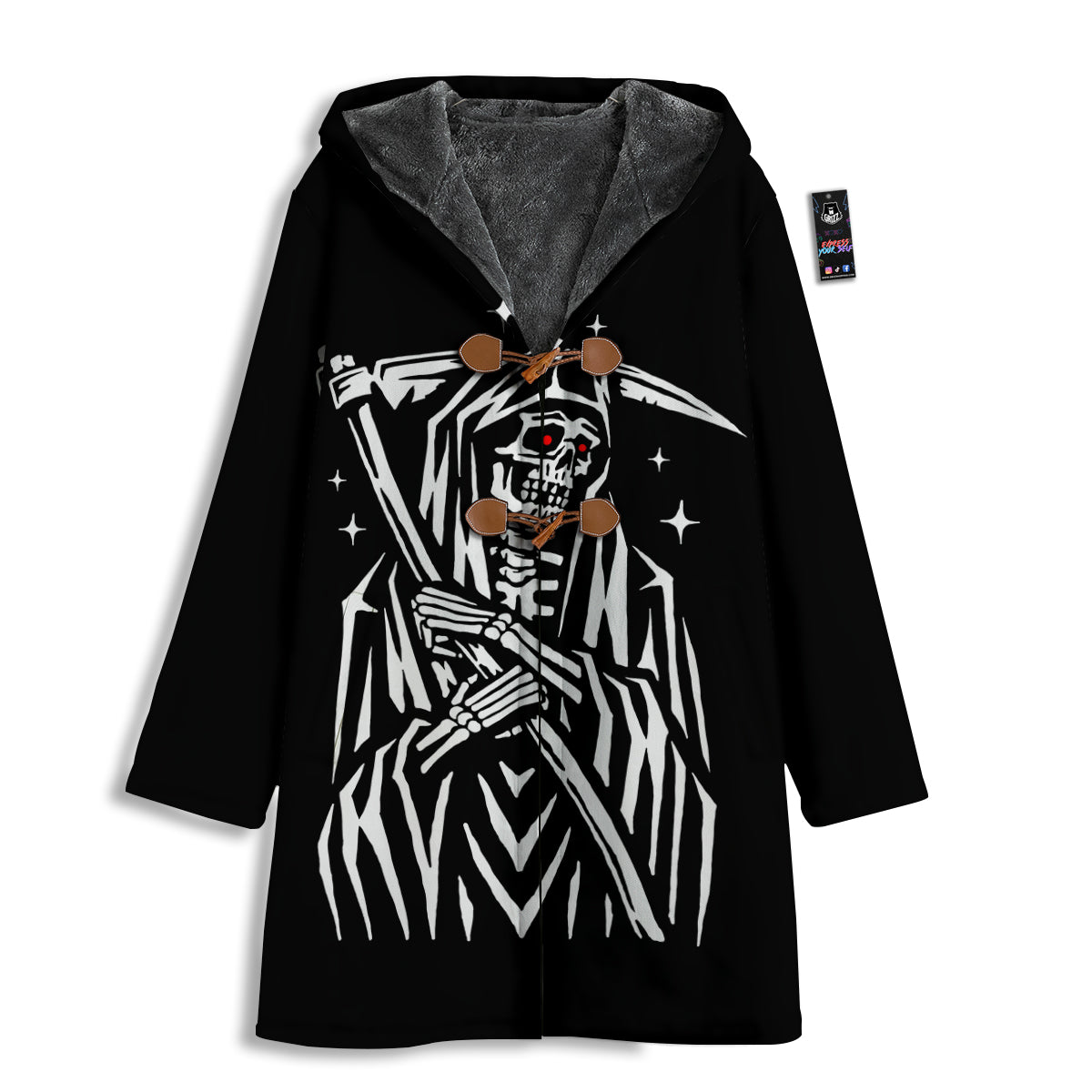 Grim Reaper Sad Print Men's Windbreaker Jacket