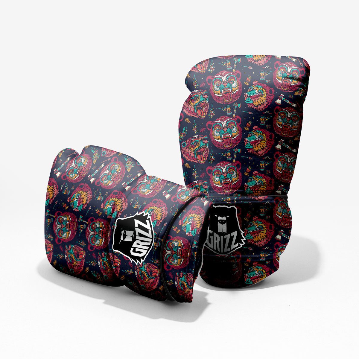 Grizz Bear Oldschool Tattoo Print Pattern Pro Boxing Glove