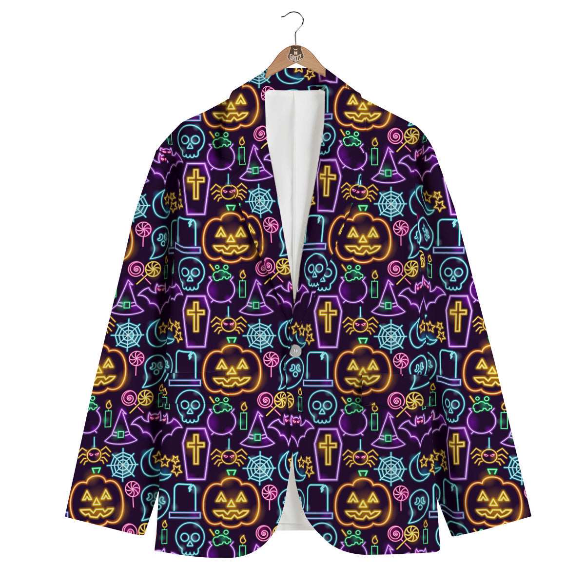 Halloween Neon Cute Print Pattern Men's Blazer