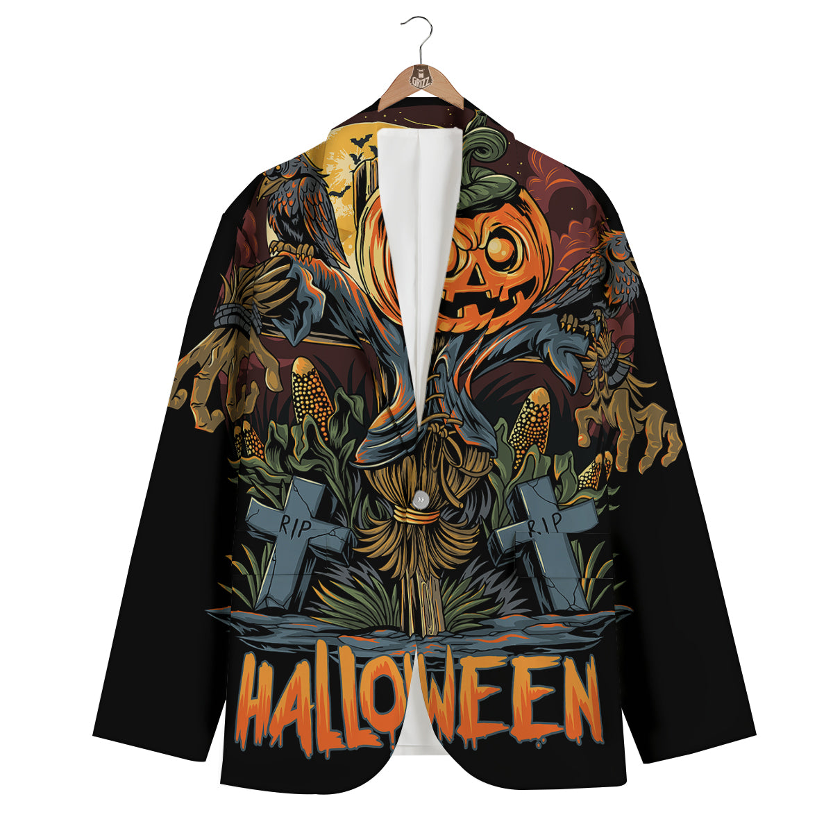 Halloween Scarecrow Print Men's Blazer