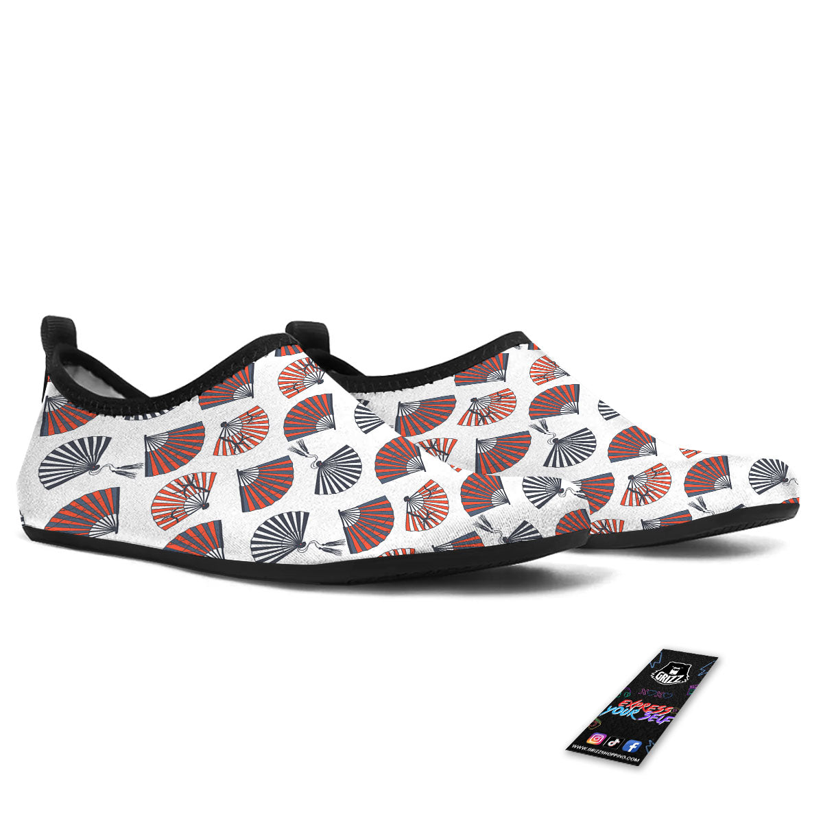 Hand Fan Japanese Print Pattern Water Shoes