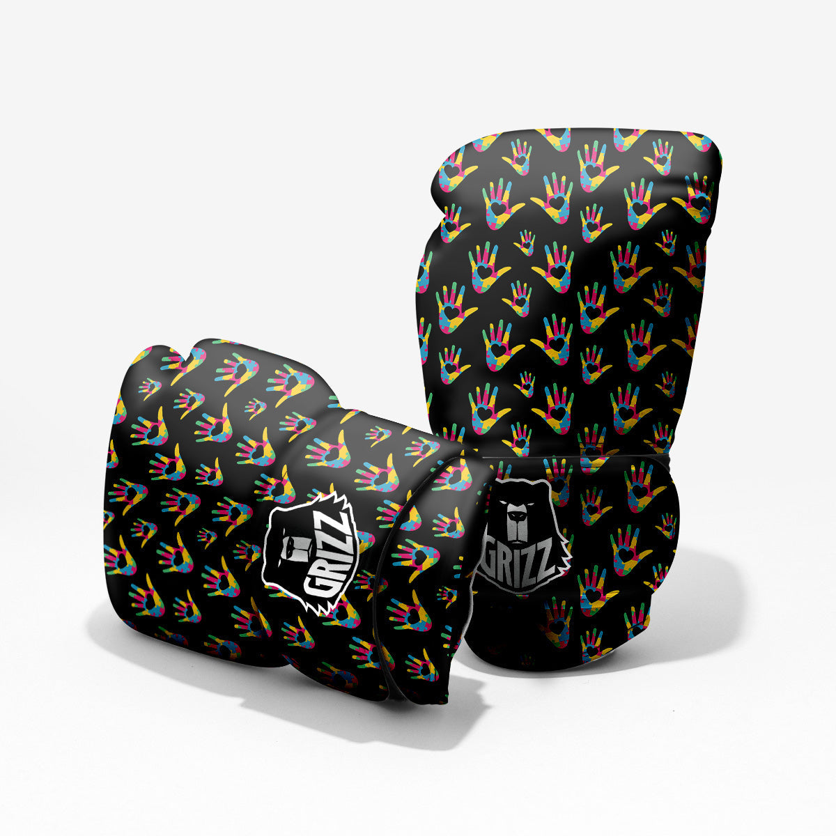 Hand Shaped Autism Day Print Pattern Pro Boxing Glove
