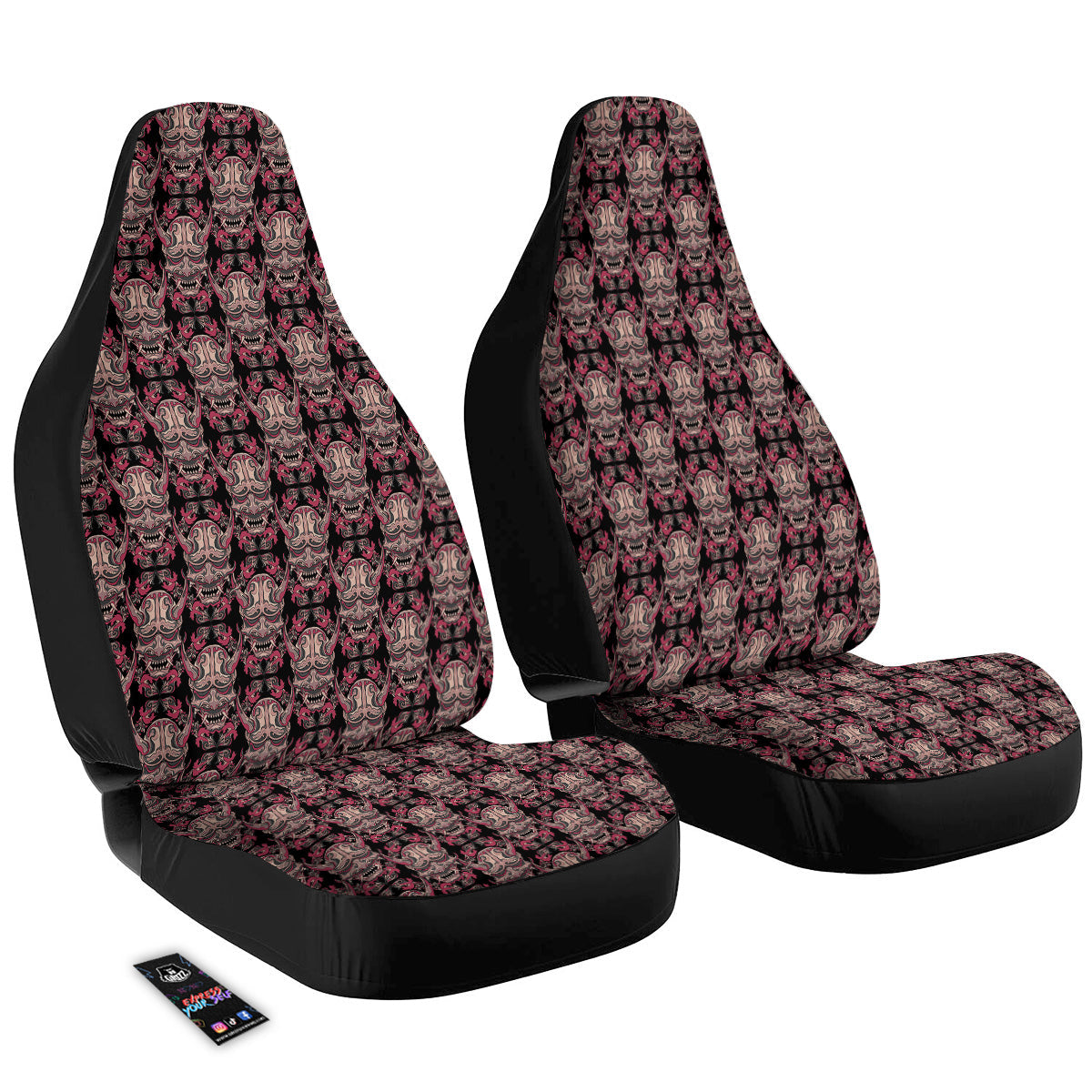 Hannya Mask Vintage Color Print Pattern Car Seat Covers