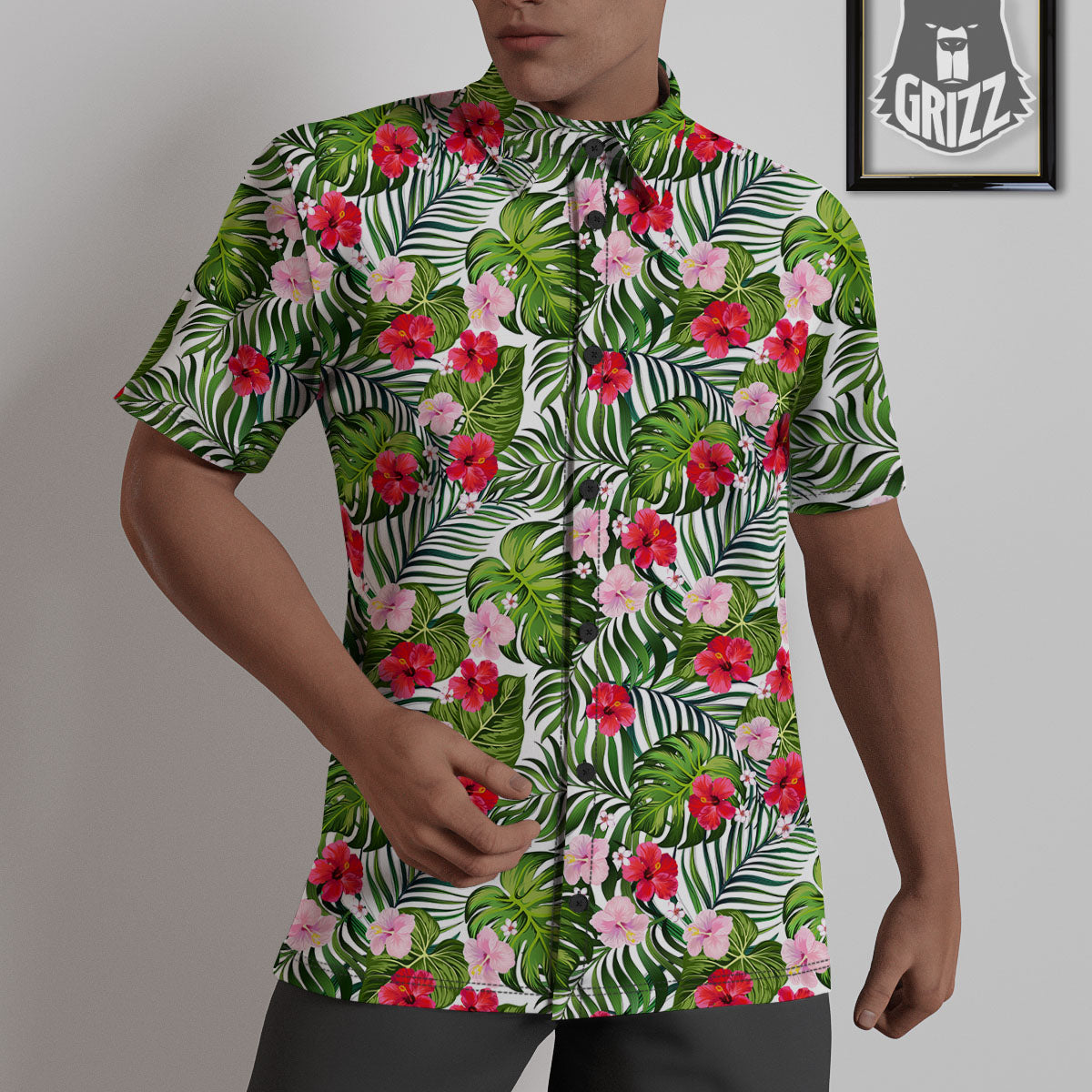 Hawaii Hibiscus Monstera Print Pattern Untucked Shirts
