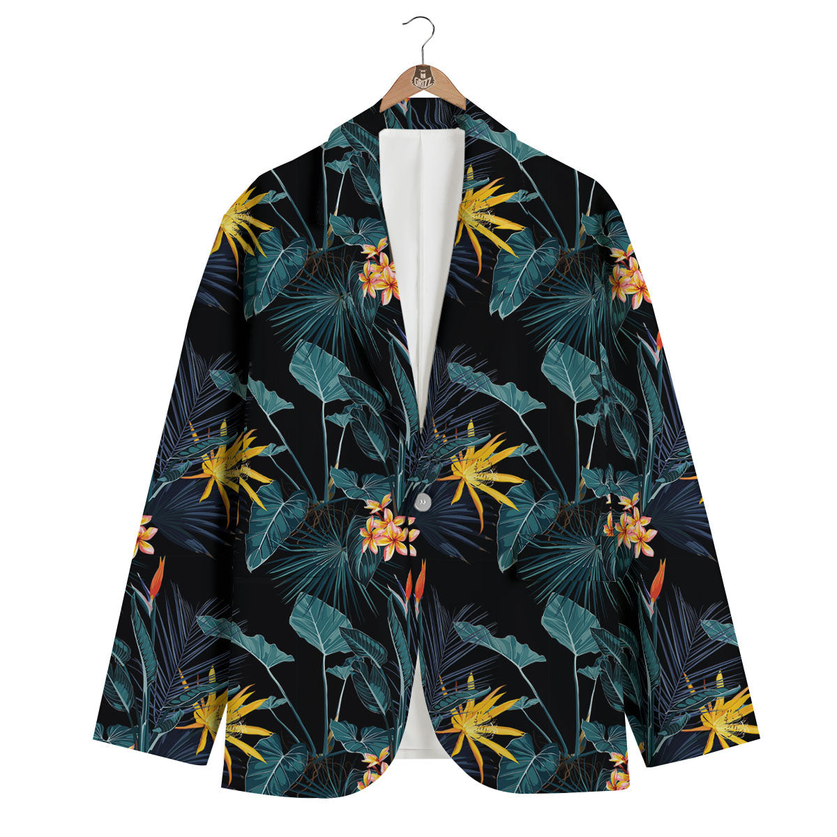 Hawaii Night Tropical Print Pattern Men's Blazer