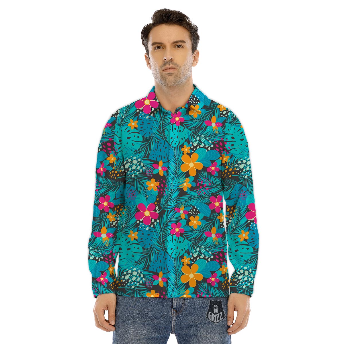 Hawaiian Exotic Tropical Print Pattern Men's Dress Shirts
