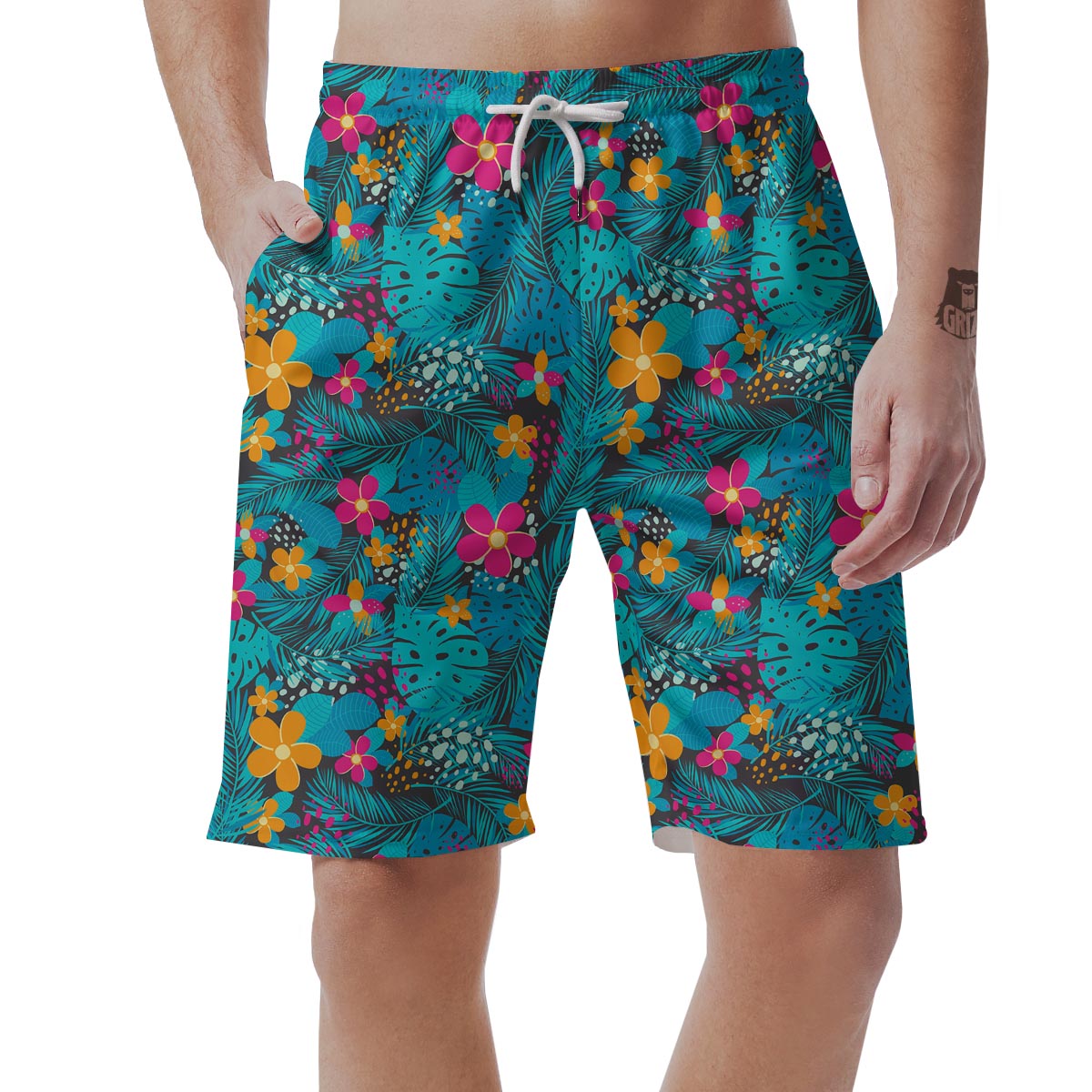 Hawaiian Exotic Tropical Print Pattern Men's Shorts