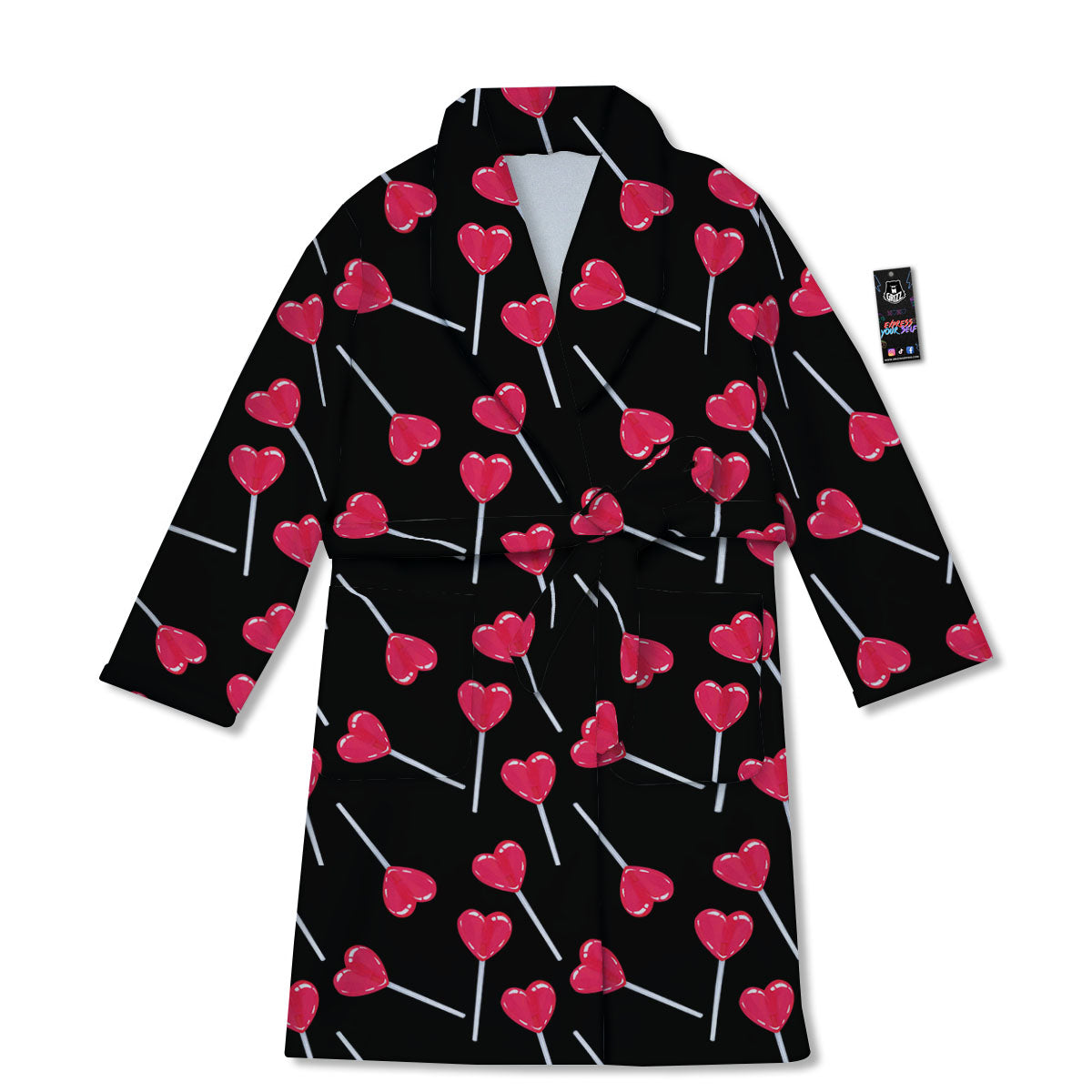 Heart Pink Lollipop Print Pattern Bathrobe