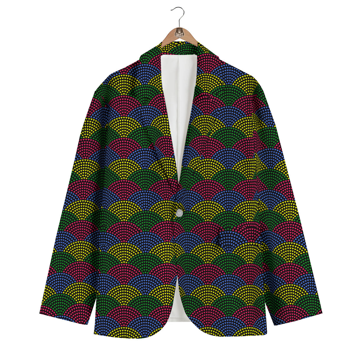 Heart Wave Colorful Print Pattern Men's Blazer