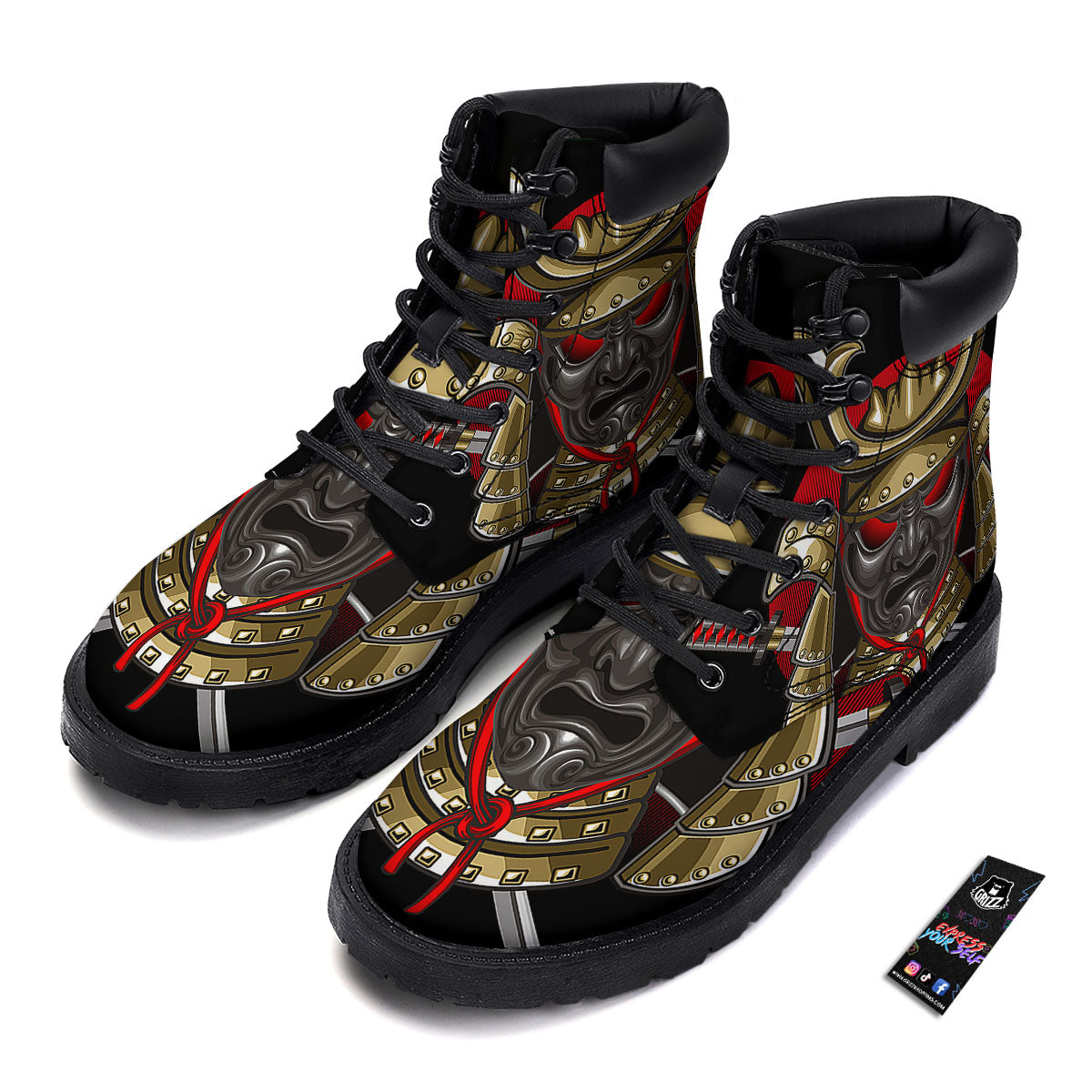 Helmet Japanese Samurai Print Boots