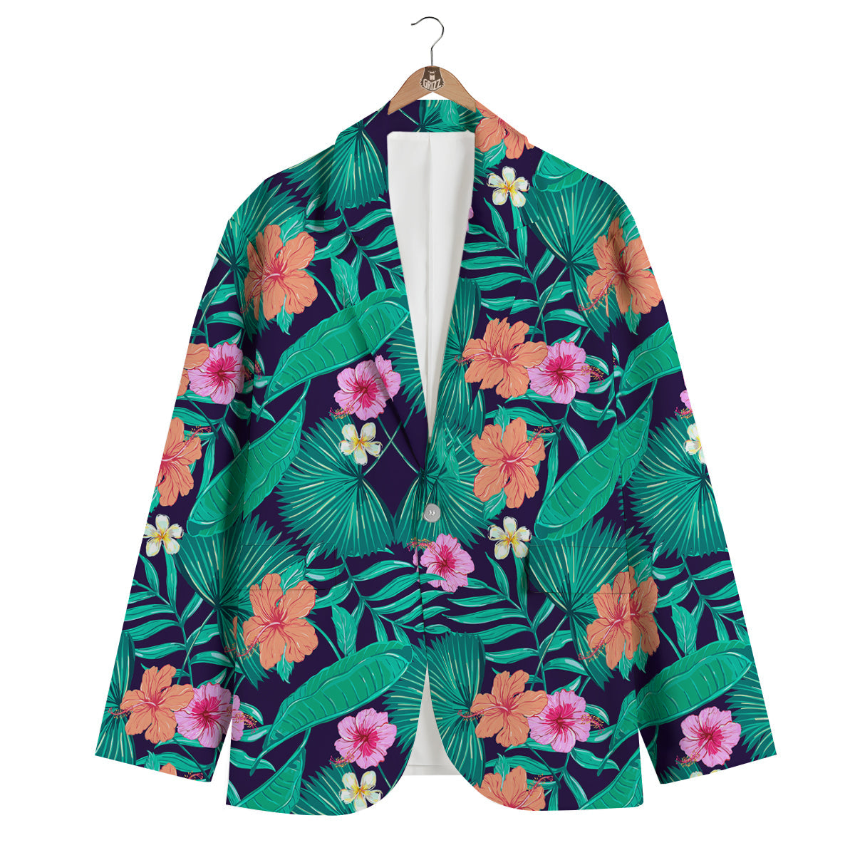 Hibiscus Leaves Tropical Print Pattern Men's Blazer – Grizzshopping