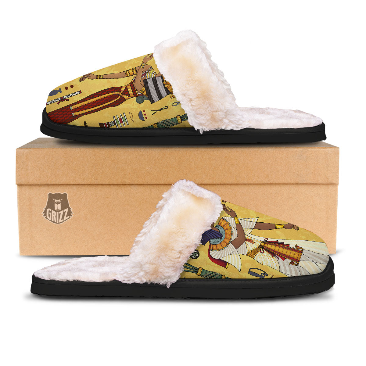 Hieroglyphs And Gods Egyptian Print Slippers