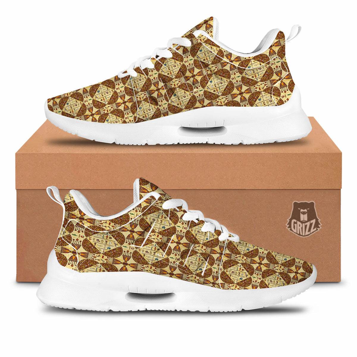 Hieroglyphs Egyptian Print Pattern Tennis Shoes