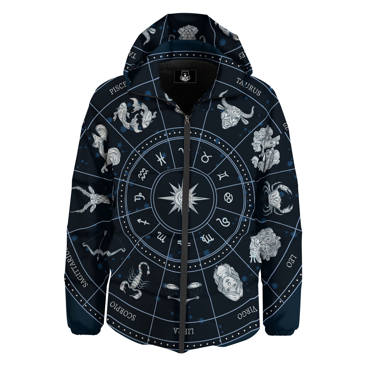 Horoscopes Zodiac Print Down Jacket