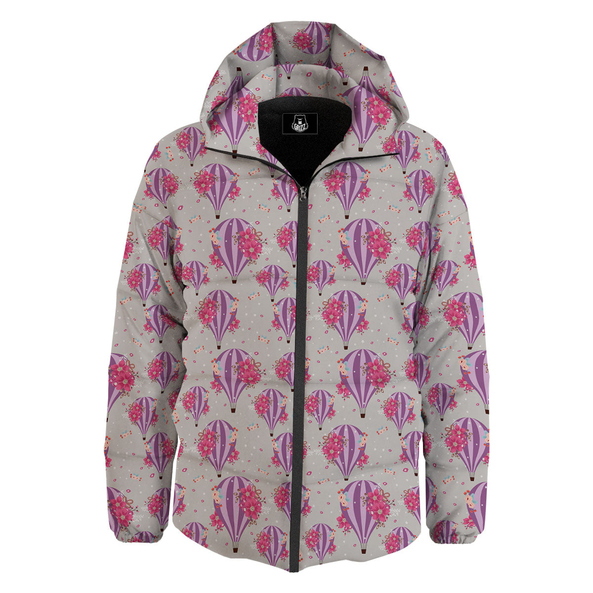 Hot Air Balloon Floral Print Pattern Down Jacket