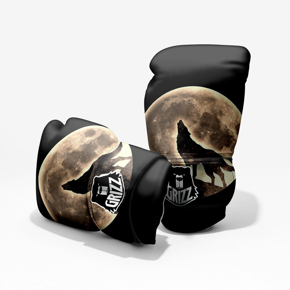 Howling Wolf Full Moon Print Pro Boxing Glove