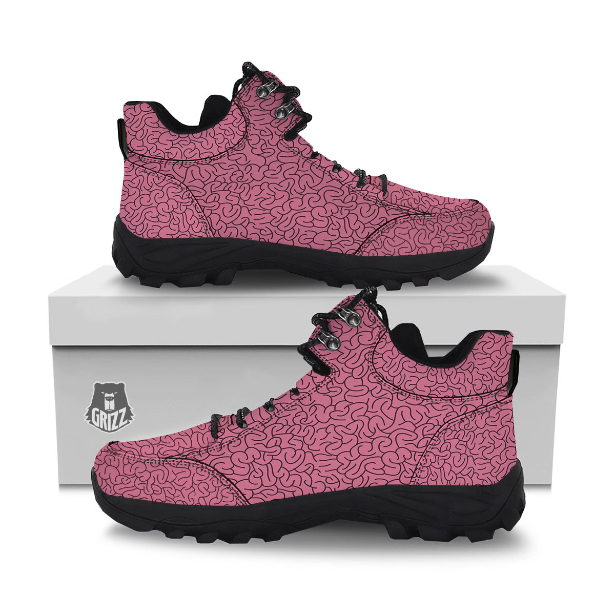 Human Brain Print Pattern Hiking Shoes