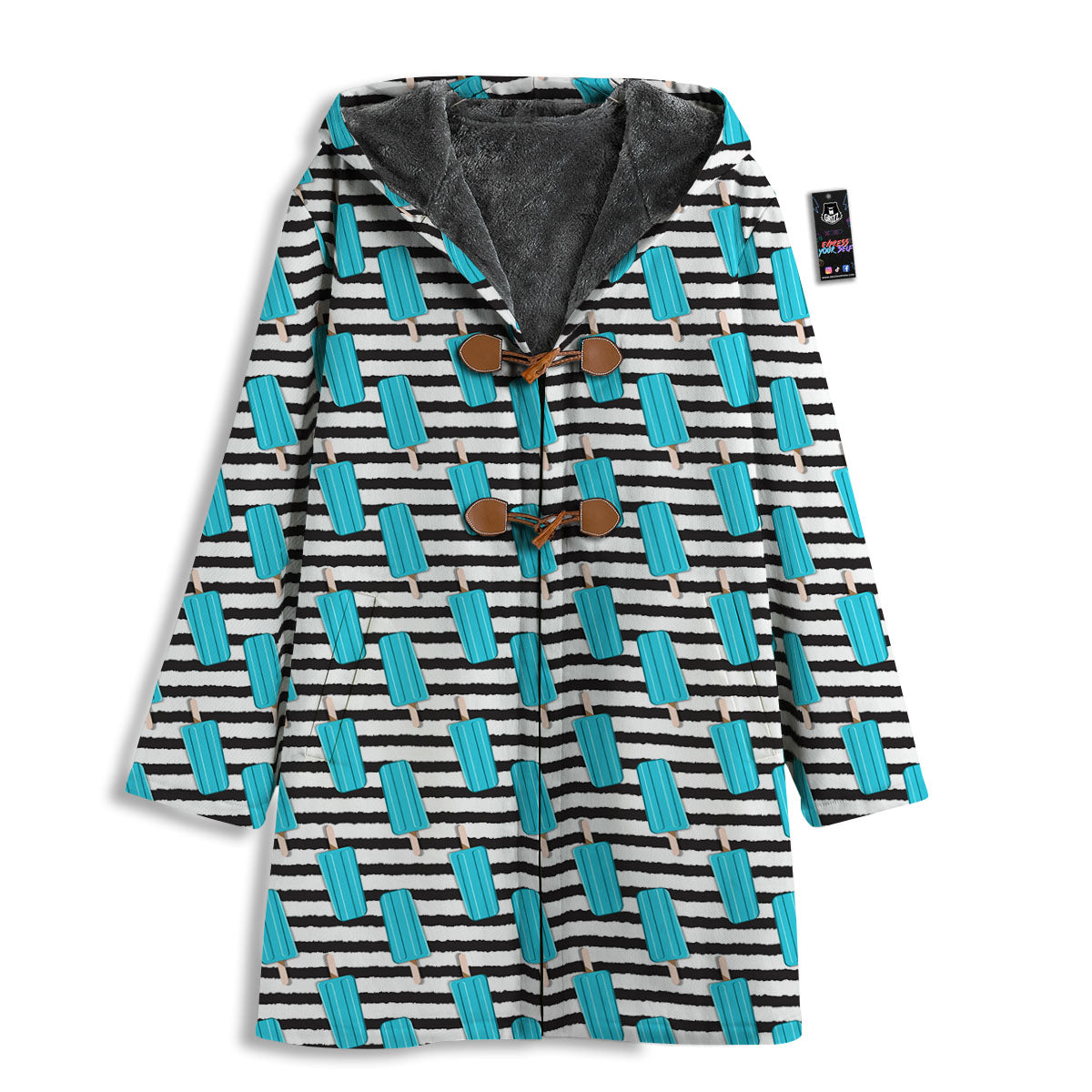 Ice Cream Black Striped Print Pattern Men's Windbreaker Jacket