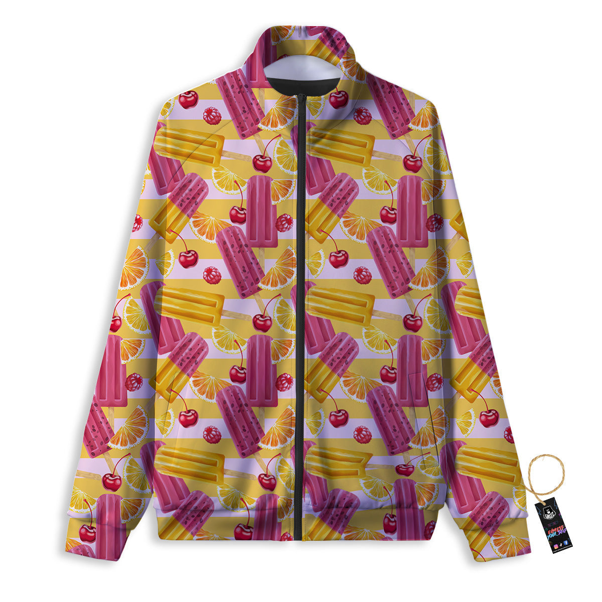 Ice Cream Fruits And Berries Print Pattern Track Jacket