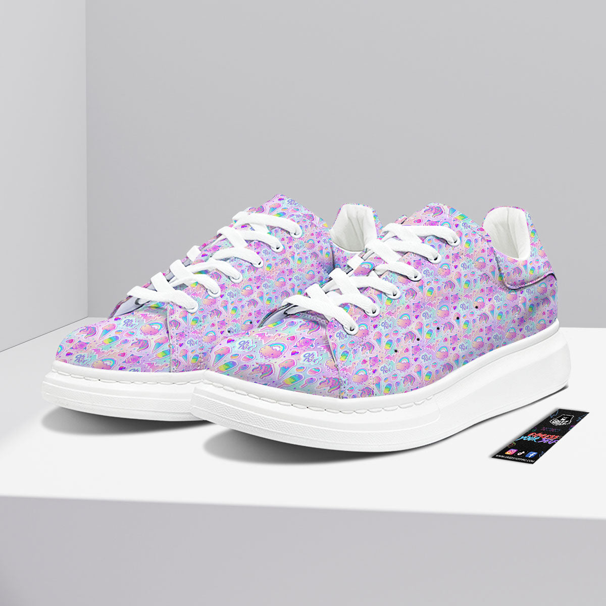 Ice Cream Girly Unicorn Print Pattern Platform Shoes