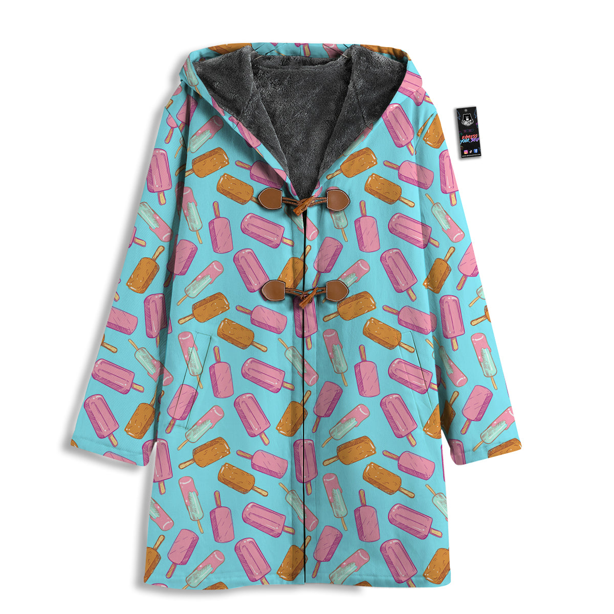 Ice Cream Pink And Brown Print Pattern Men's Windbreaker Jacket
