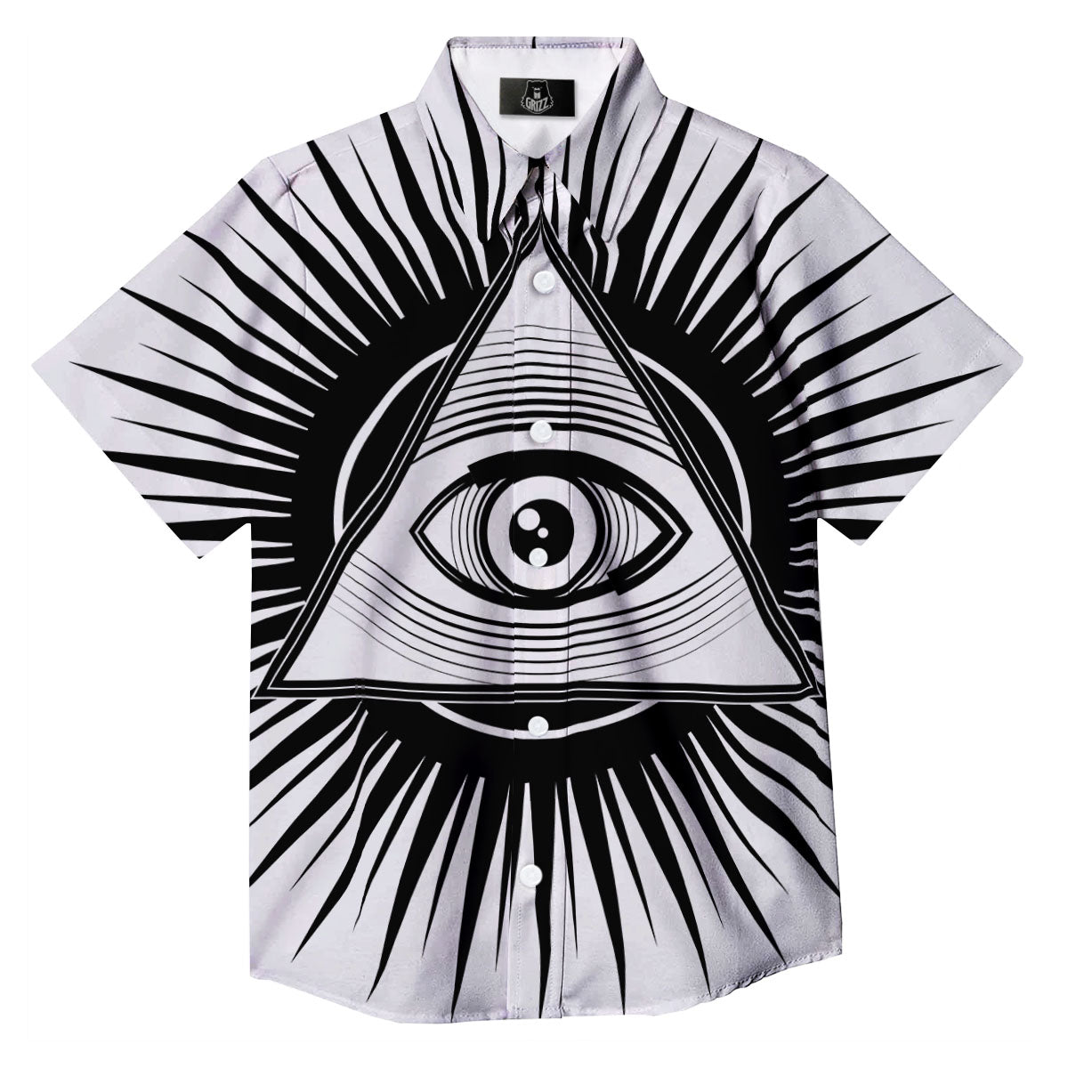 Illuminati White And Black Print Button Up Shirt