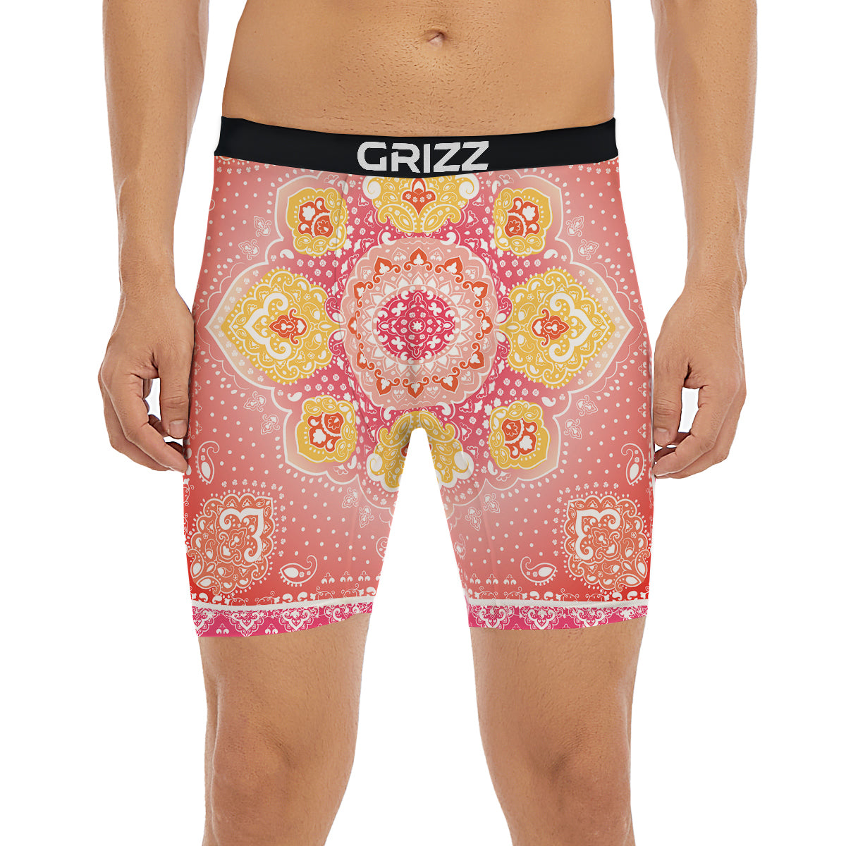 Indian Paisley Bandana Pink Print Boxer Briefs