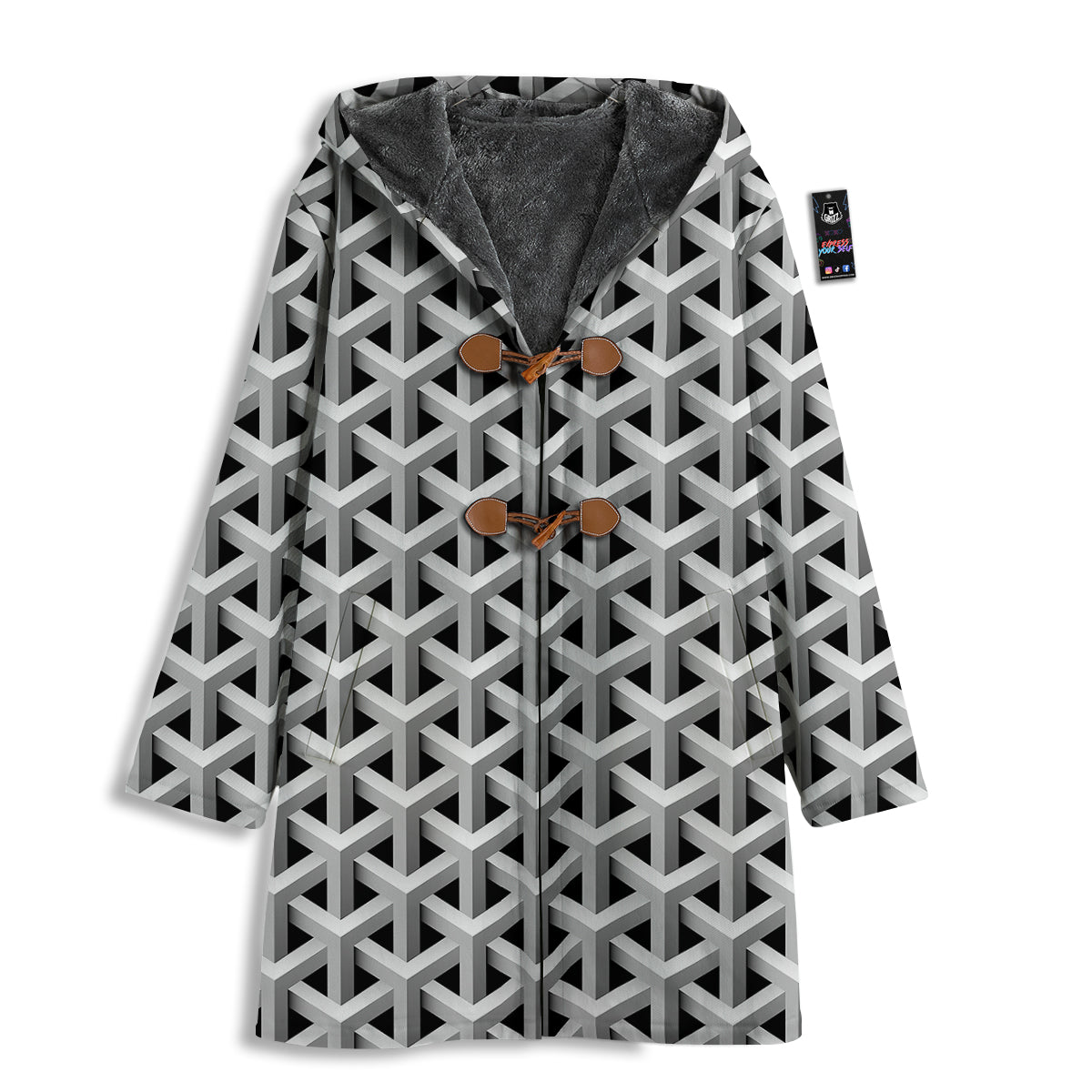 Industrial Raster 3D Print Pattern Men's Windbreaker Jacket