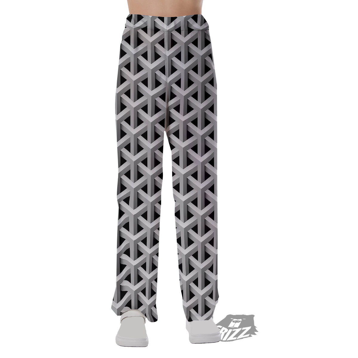 Industrial Raster 3D Print Pattern Pajama Pants