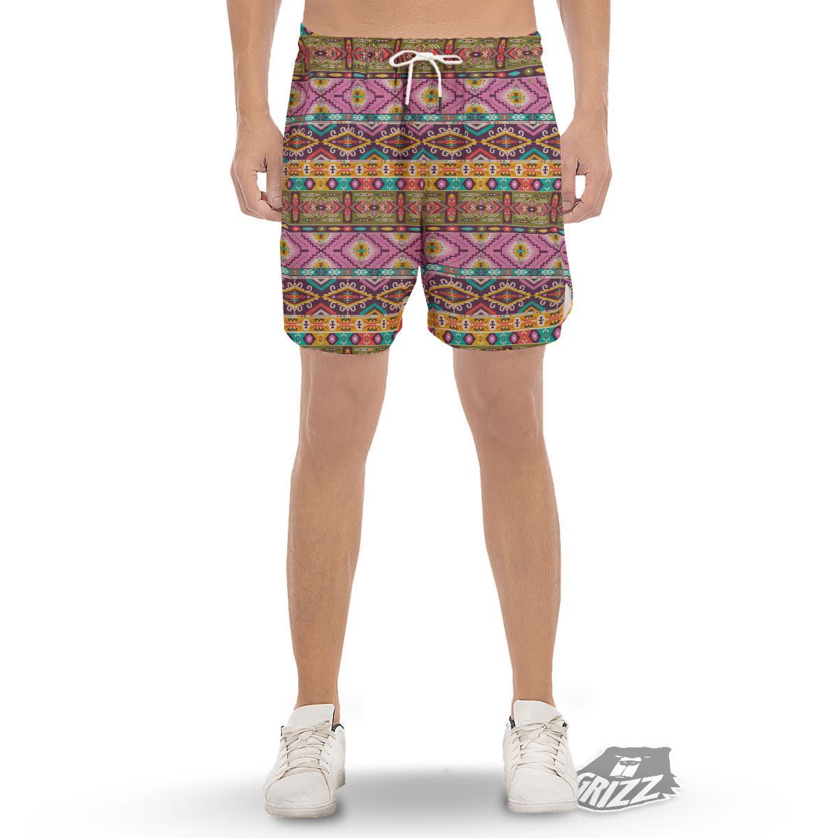 Inspired Native Print Pattern Men's Gym Shorts