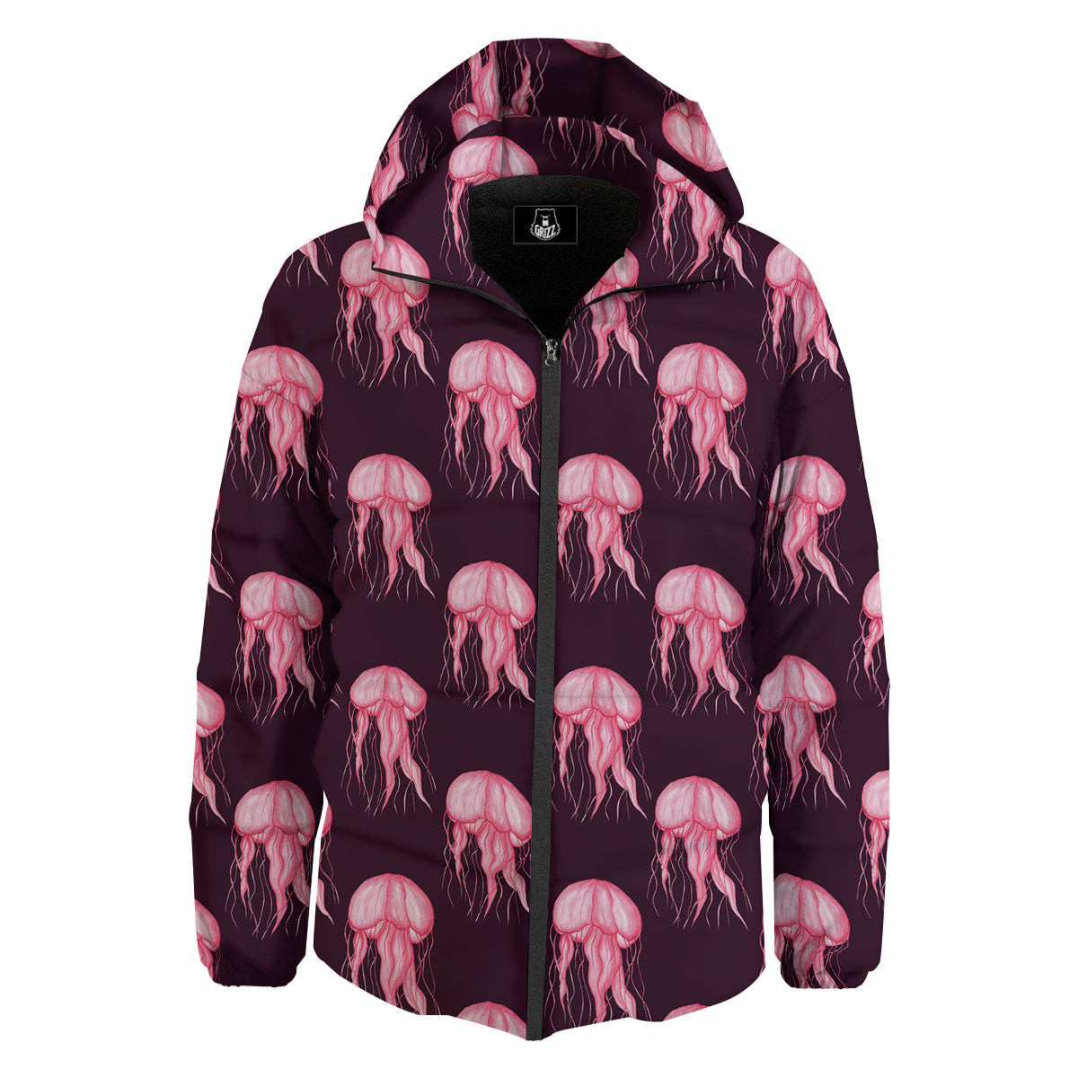 Jellyfish Watercolor Print Pattern Down Jacket