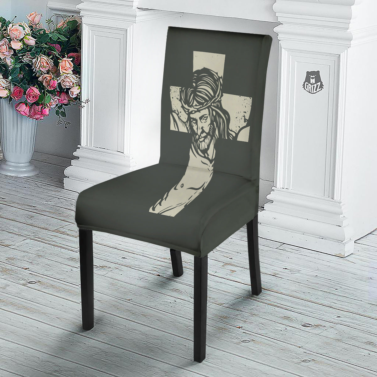 Jesus Christ Crucifixion Print Dining Chair Slipcover
