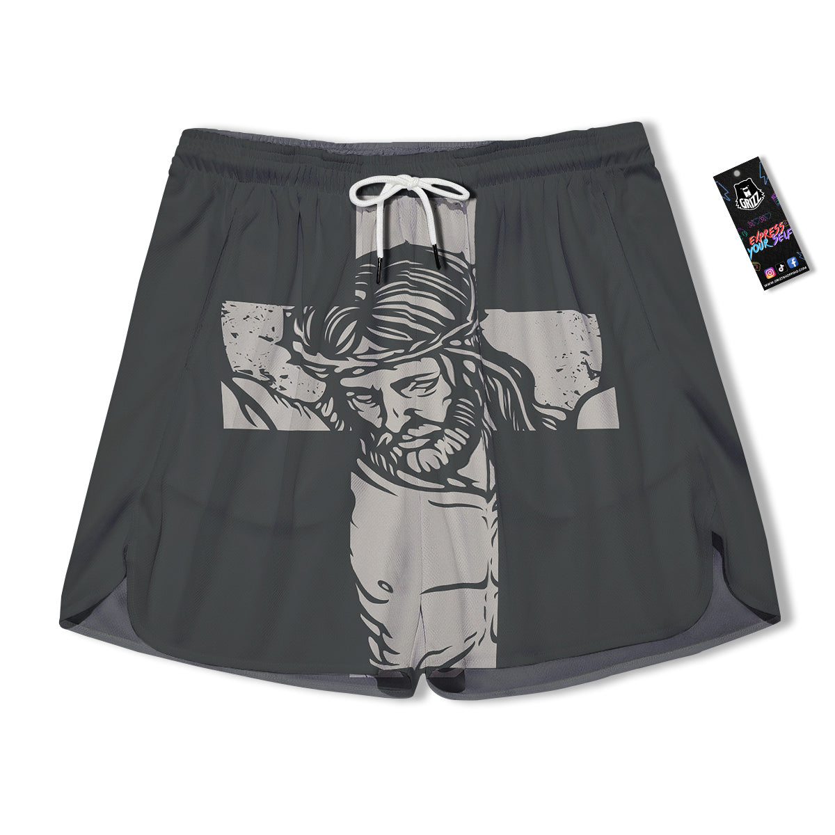 Jesus Christ Crucifixion Print Men's Running Shorts