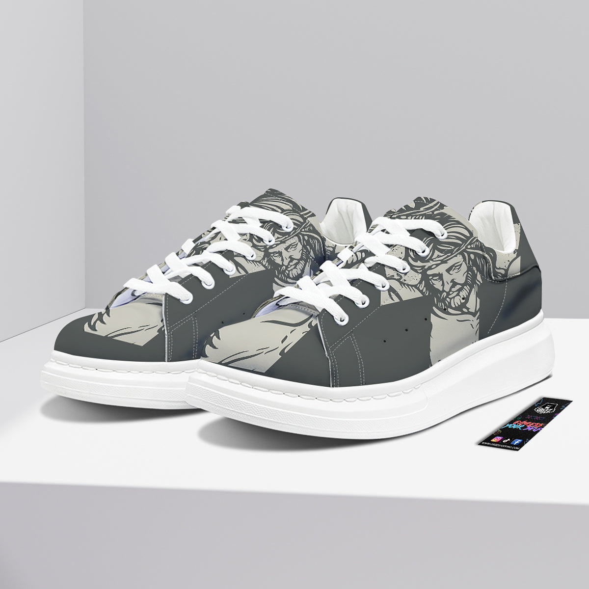 Jesus Christ Crucifixion Print Platform Shoes