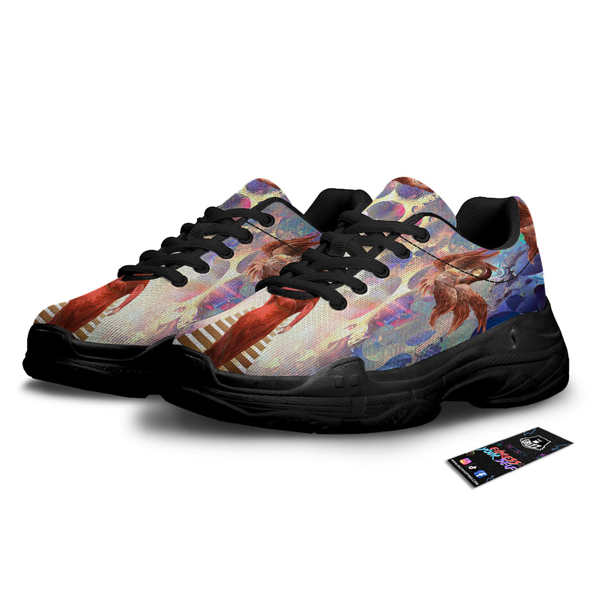 Jesus Christ From Heaven Print Black Chunky Shoes