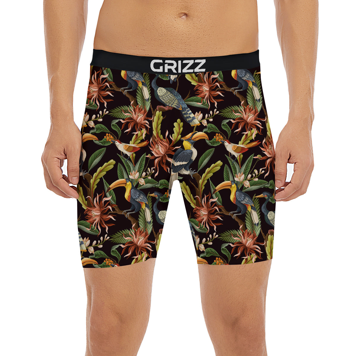 Jungle Tropical Hawaiian Vintage Print Pattern Boxer Briefs