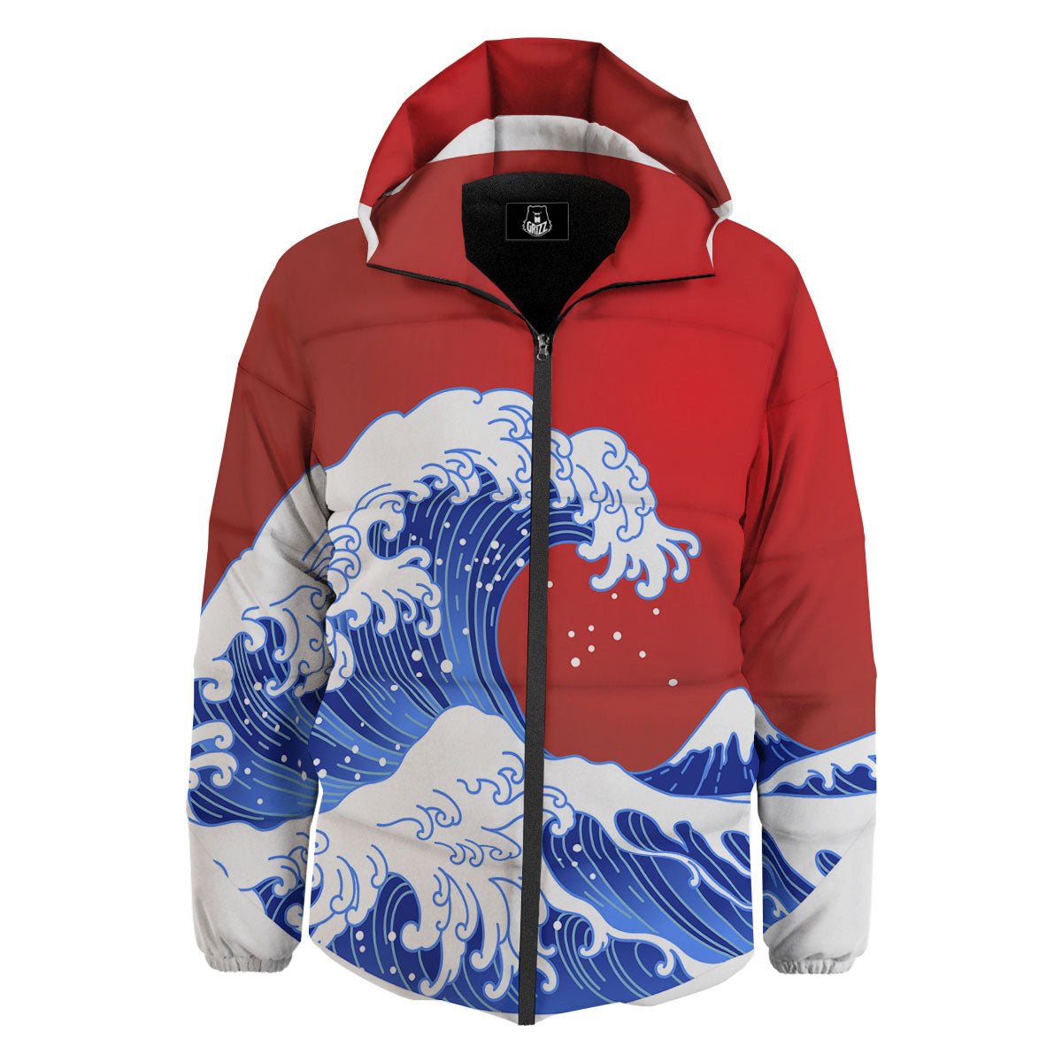 Kanagawa Wave Japanese Print Down Jacket