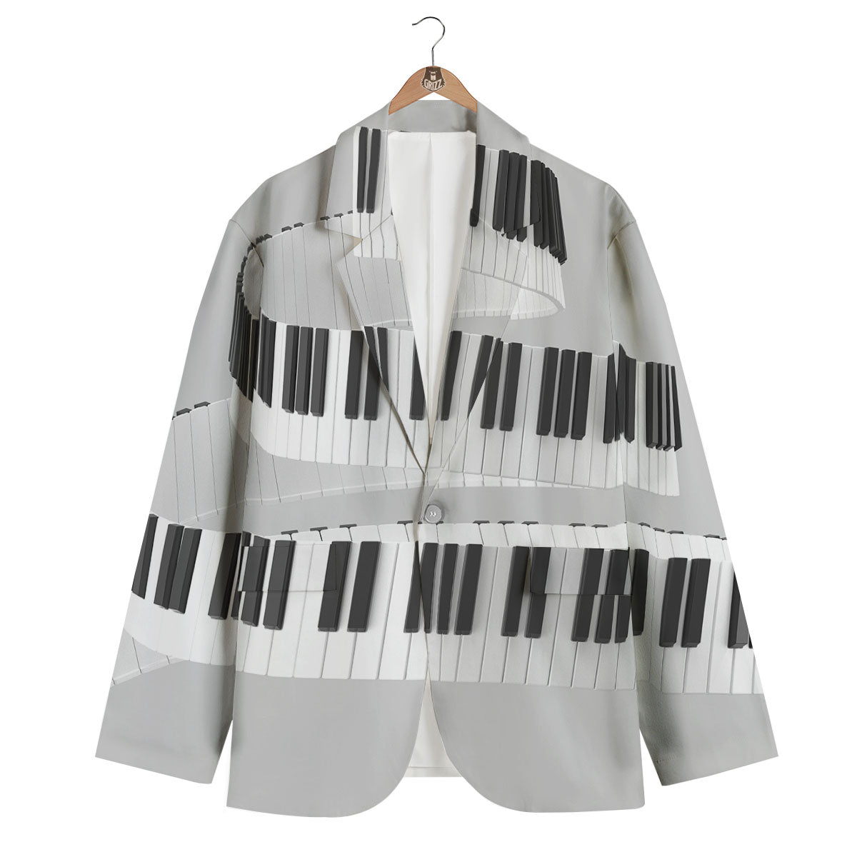 Keyboard Spiral Piano Print Men's Blazer