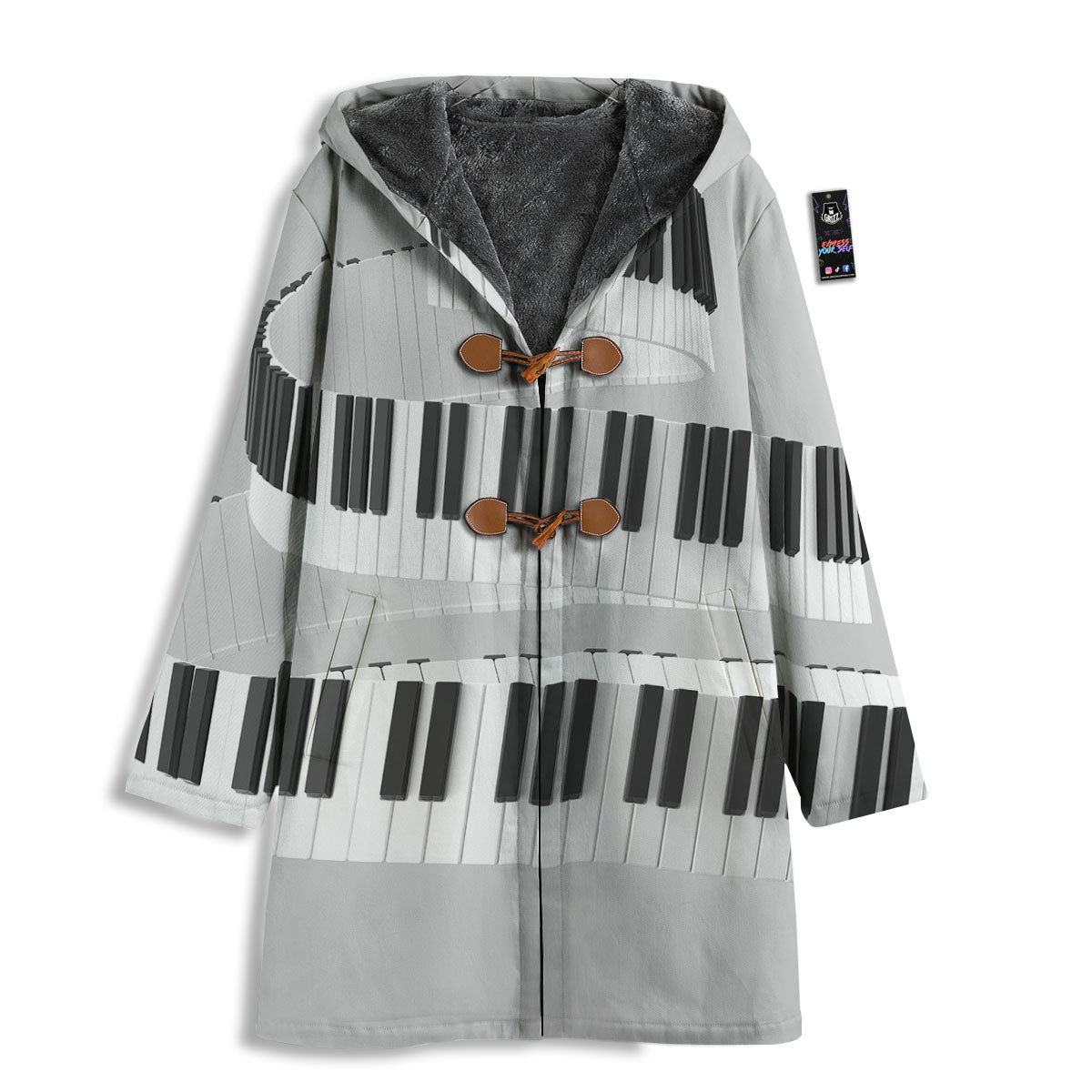 Keyboard Spiral Piano Print Men's Windbreaker Jacket