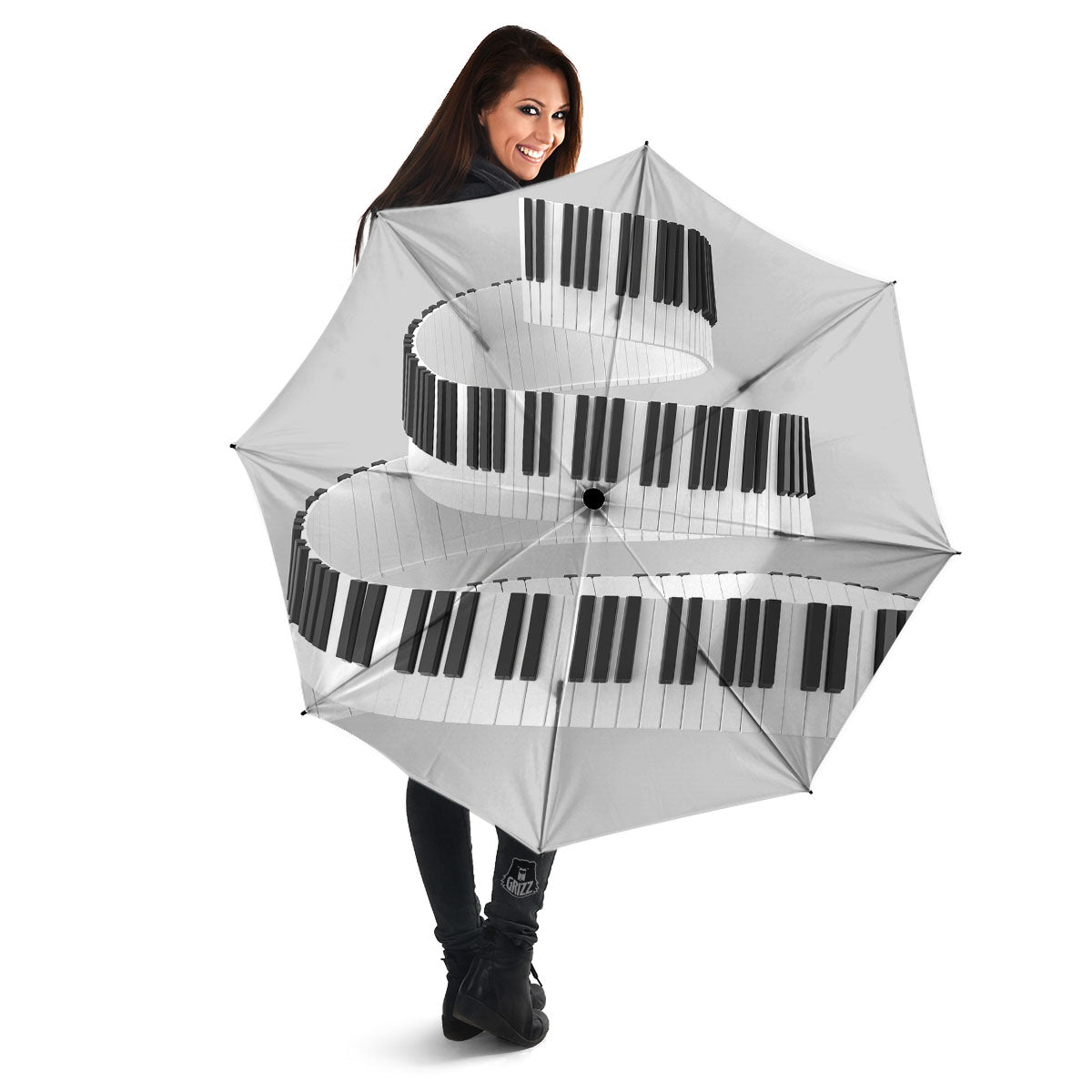 Keyboard Spiral Piano Print Umbrella