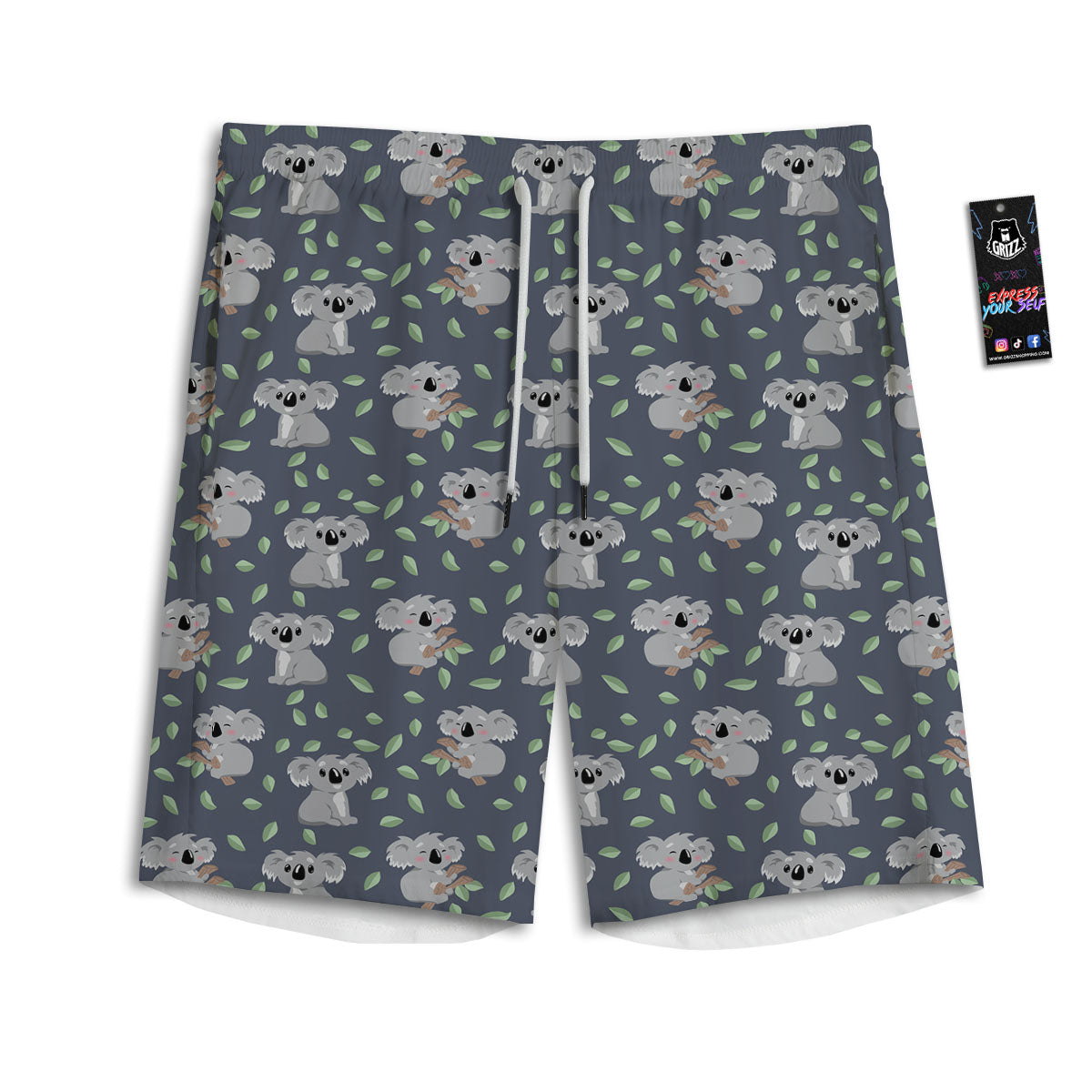 Koala Grey Print Pattern Men's Athletic Shorts