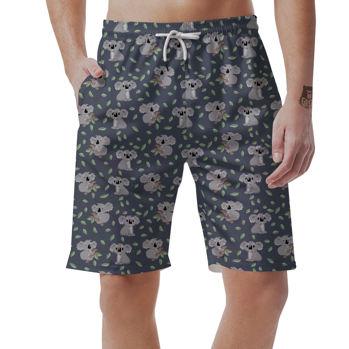 Koala Grey Print Pattern Men's Shorts