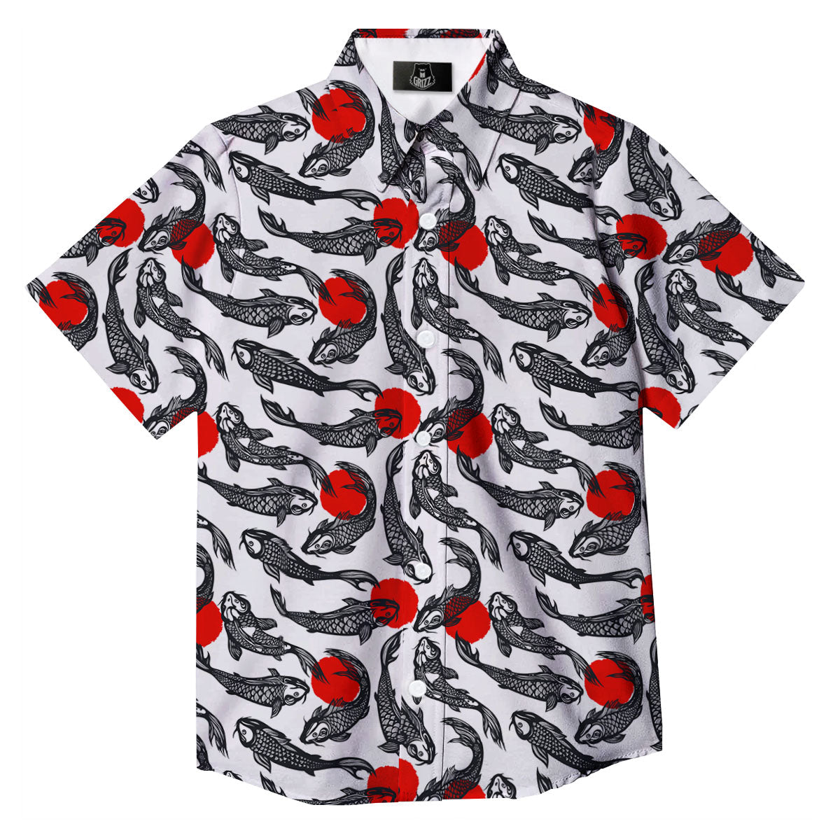 Koi Fish Carp Japanese Print Pattern Button Up Shirt