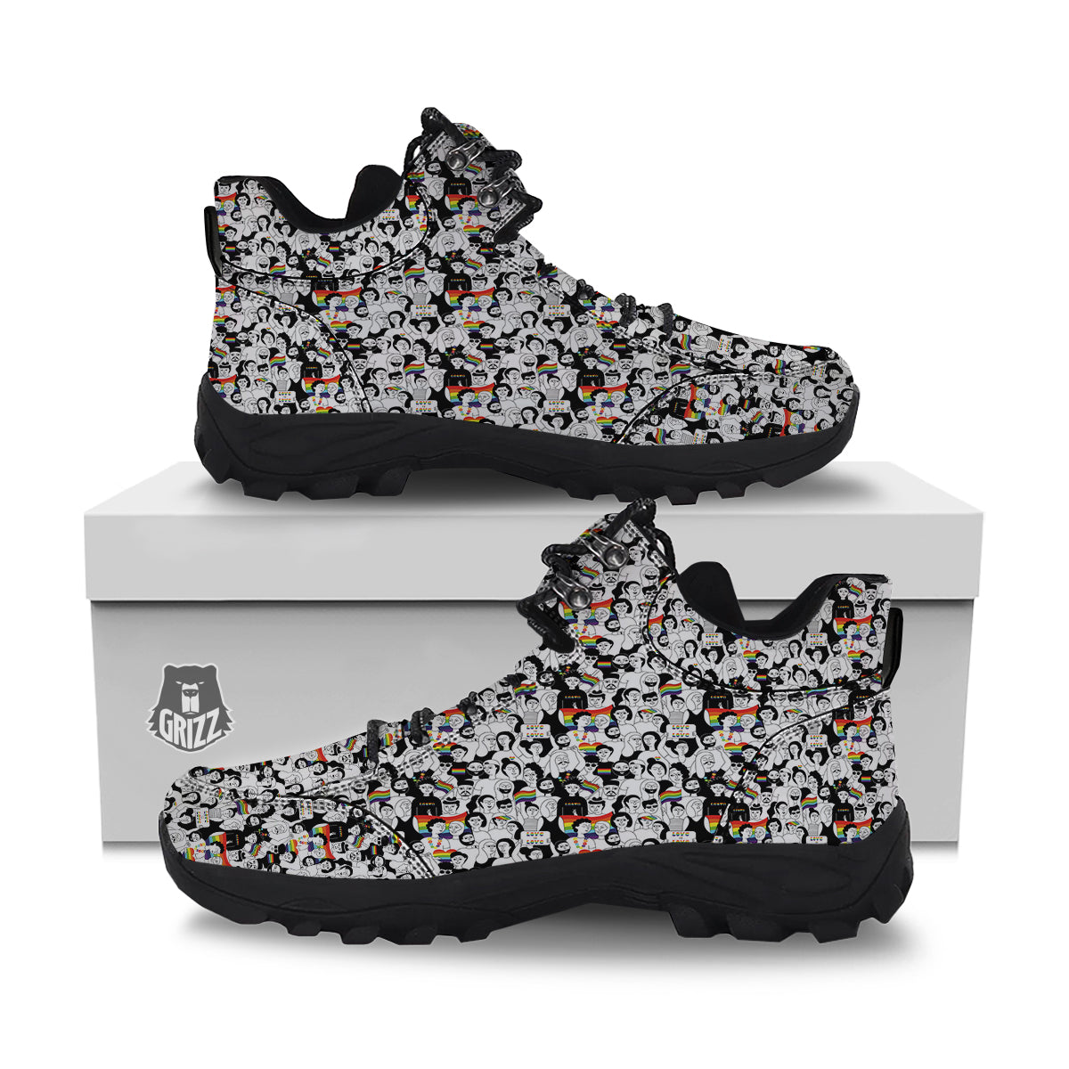 LGBT Doodle Pride Parade Print Pattern Hiking Shoes
