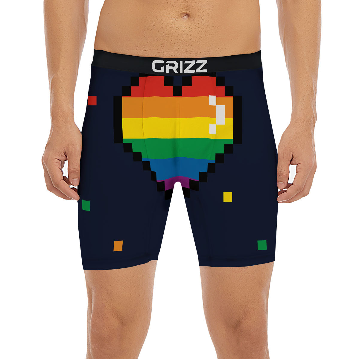 LGBT Pride 8 Bit Rainbow Pixel Heart Boxer Briefs