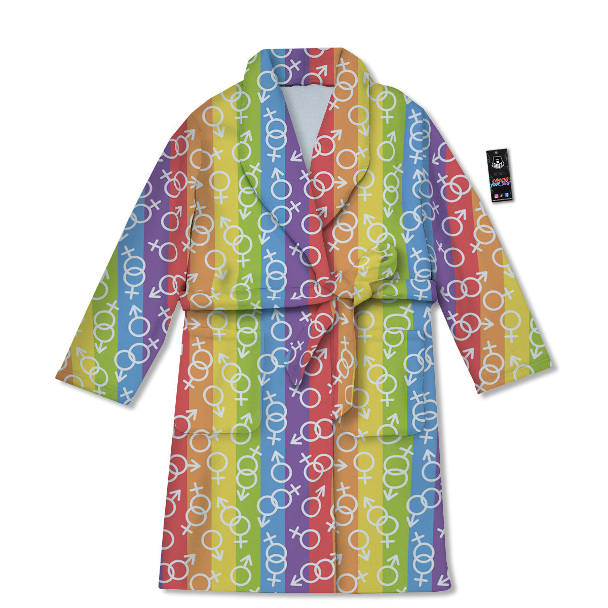 LGBT Symbols Rainbow Print Pattern Bathrobe