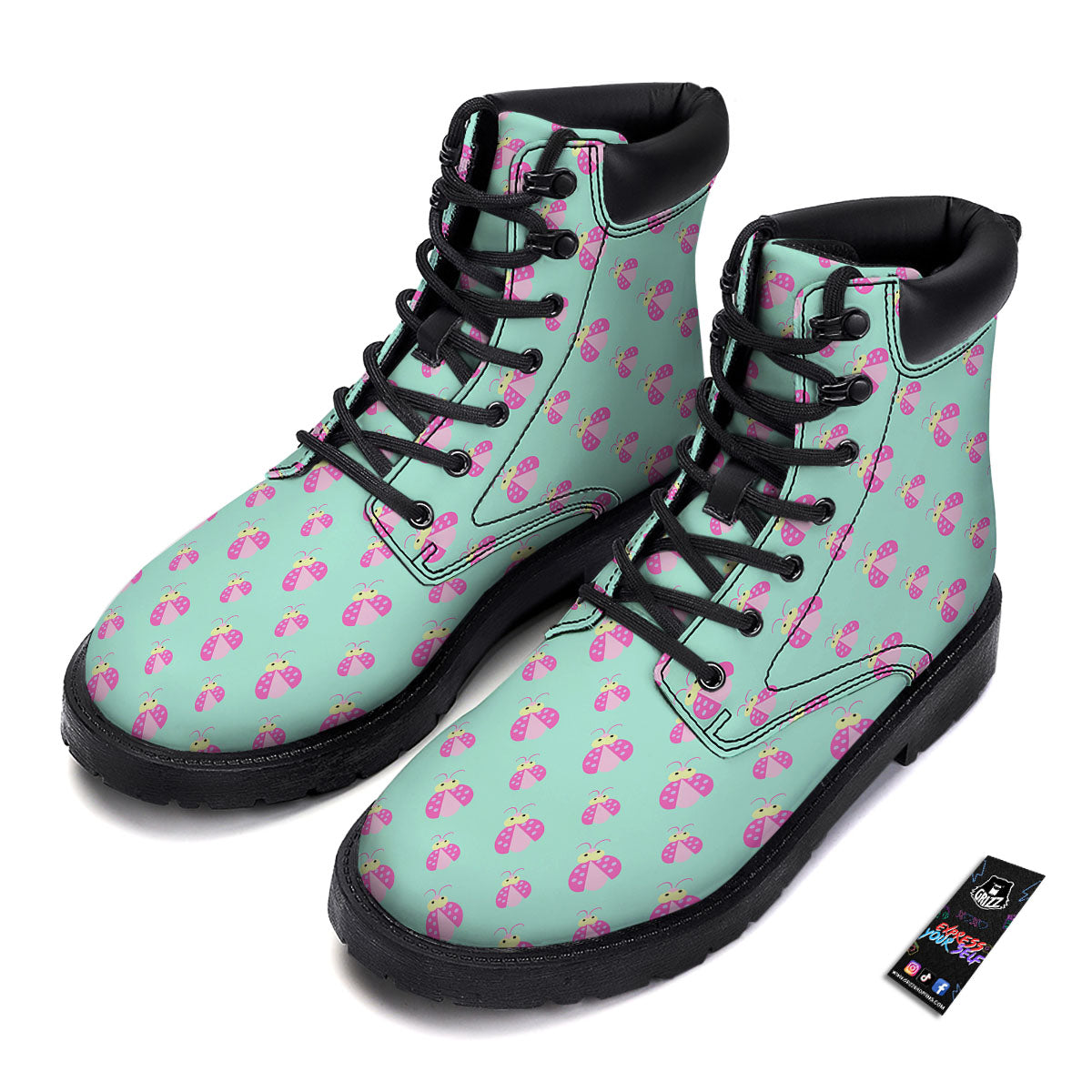 Ladybug Pink Print Pattern Boots